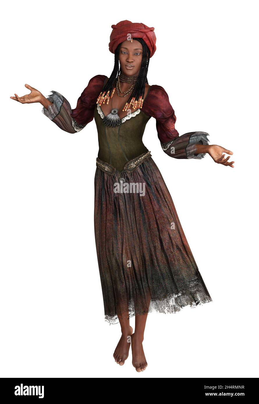 Digitally rendered African witch, voodoo shaman woman, 3D Illustration ...