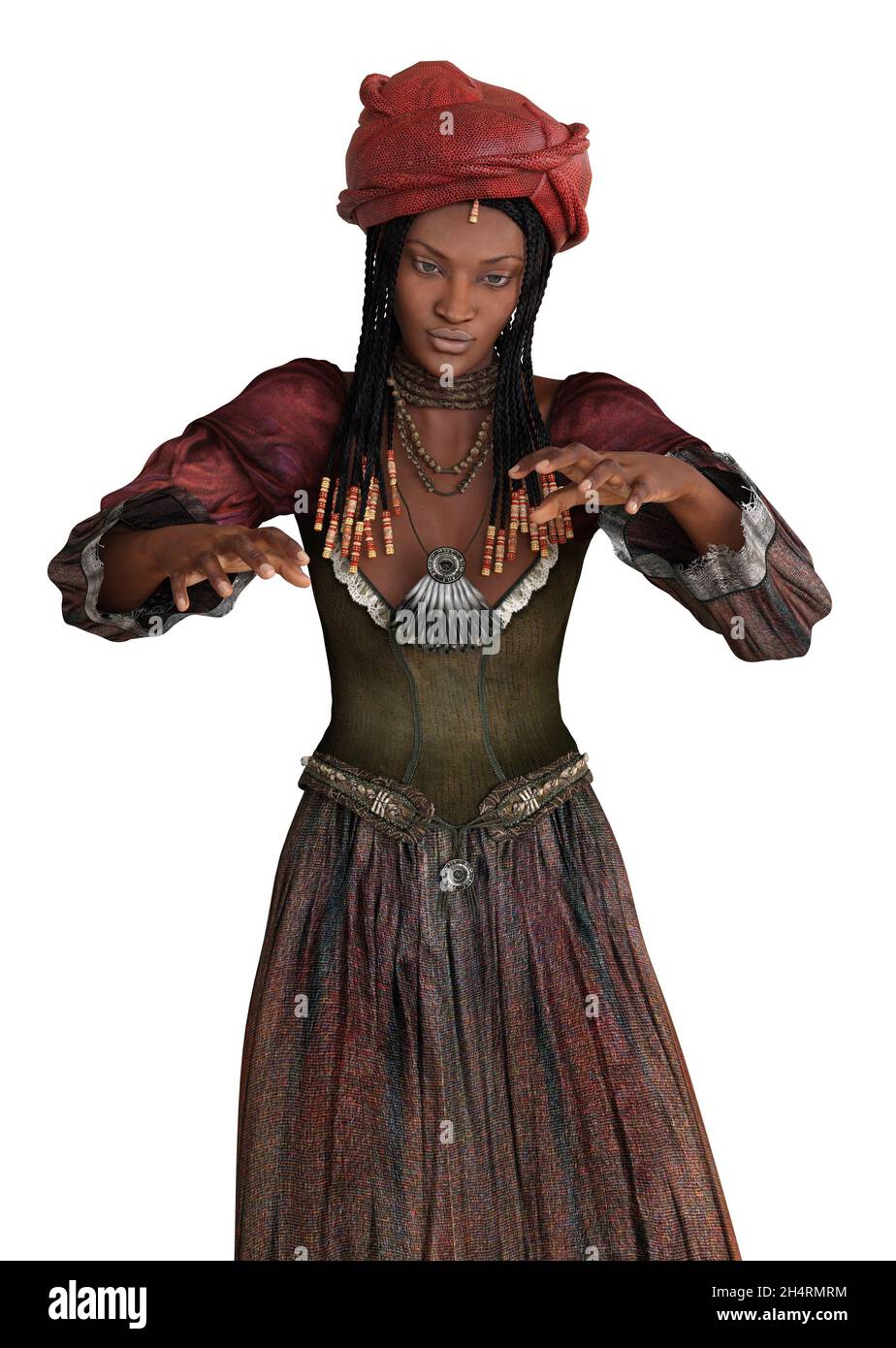 Digitally rendered African witch, voodoo shaman woman, 3D Illustration ...