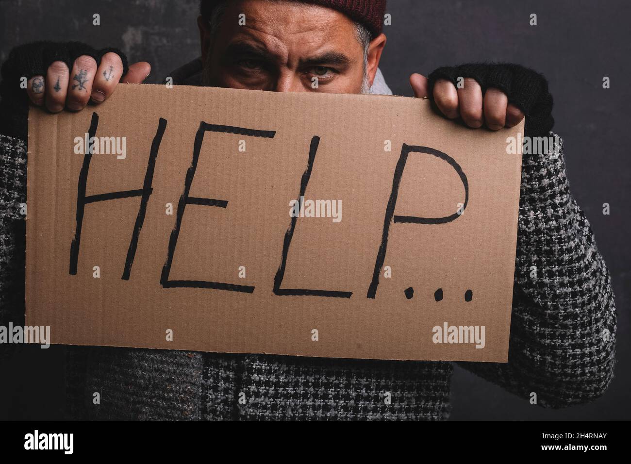 homeless man asking for help for hunger Stock Photo - Alamy