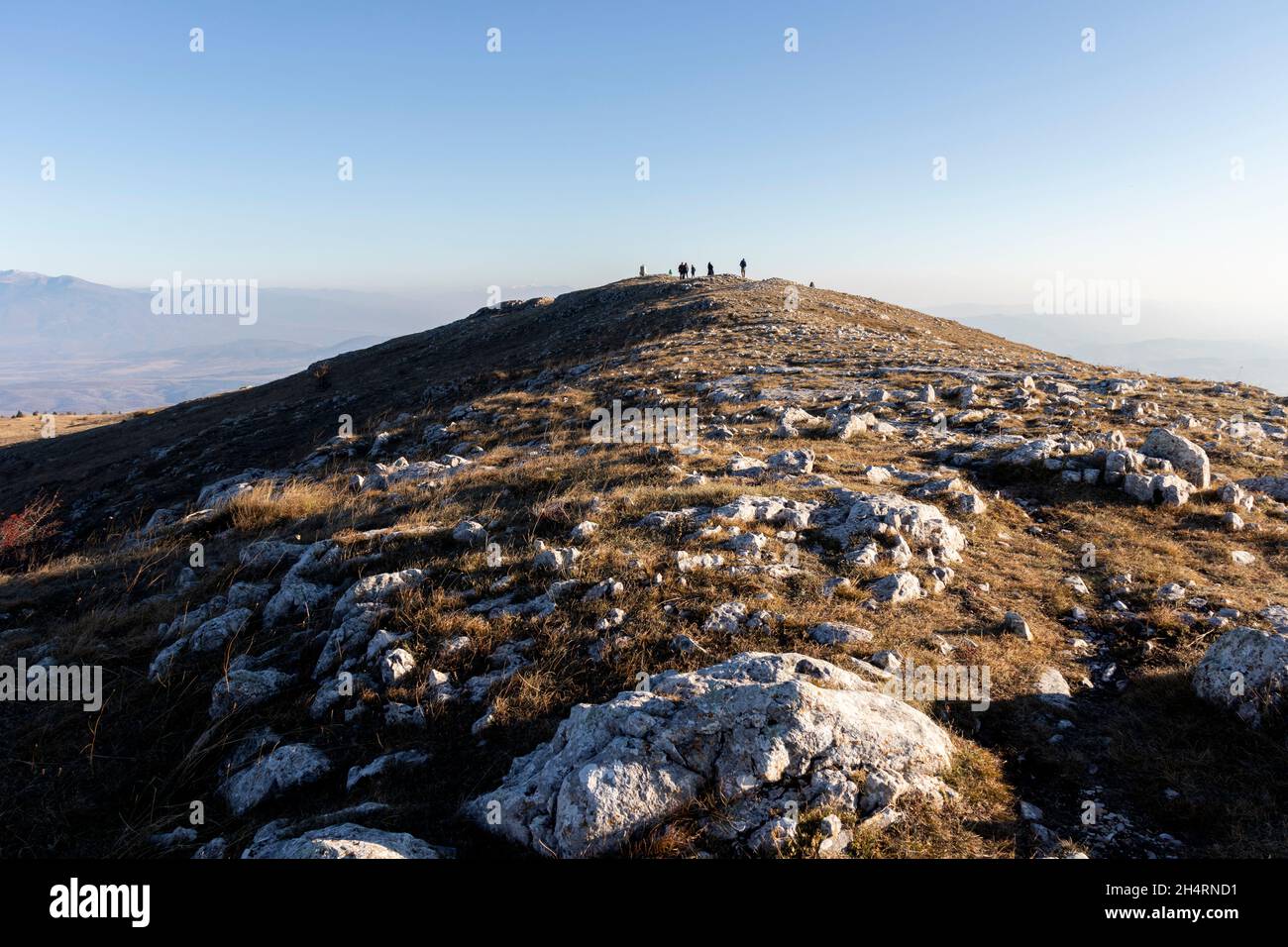 Autumn sunset view of Konyavska mountain near Viden Peak, Kyustendil ...