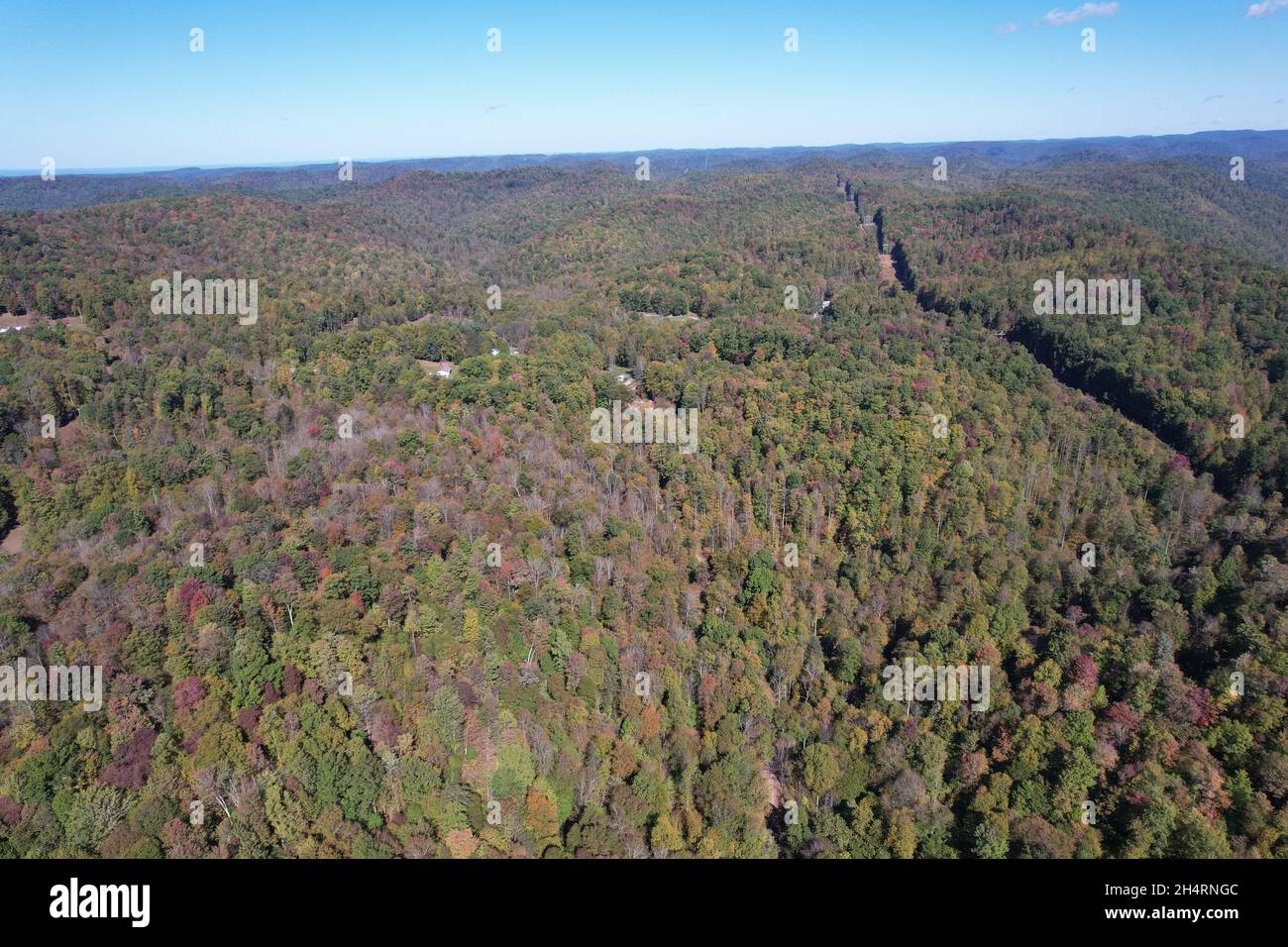 Aerial photograph autumn Appalachian mountains west virginia Stock ...