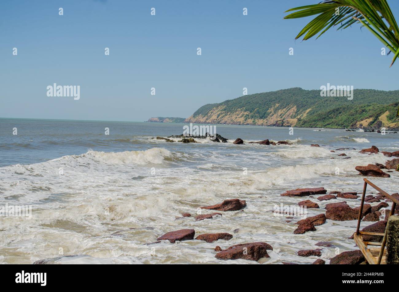 strong waves in Cola beach in goa Stock Photo - Alamy
