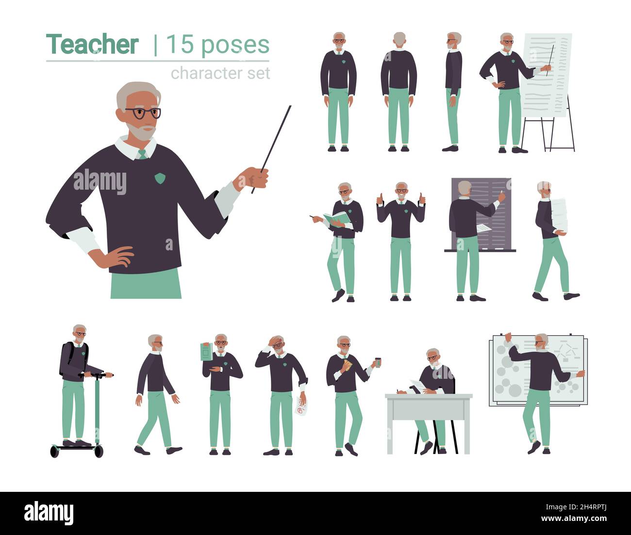 Happy teacher senior man Stock Vector Images - Alamy