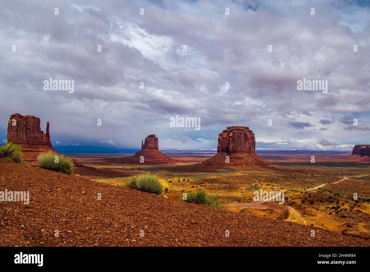 Scenic East and West Mitten Buttes at Monument Valley Stock Photo - Alamy