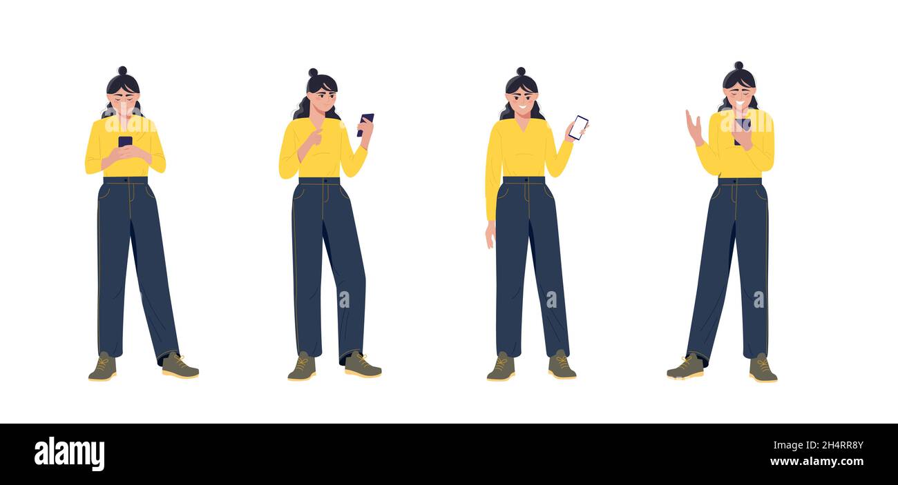 Woman with phone Stock Vector Image & Art - Alamy