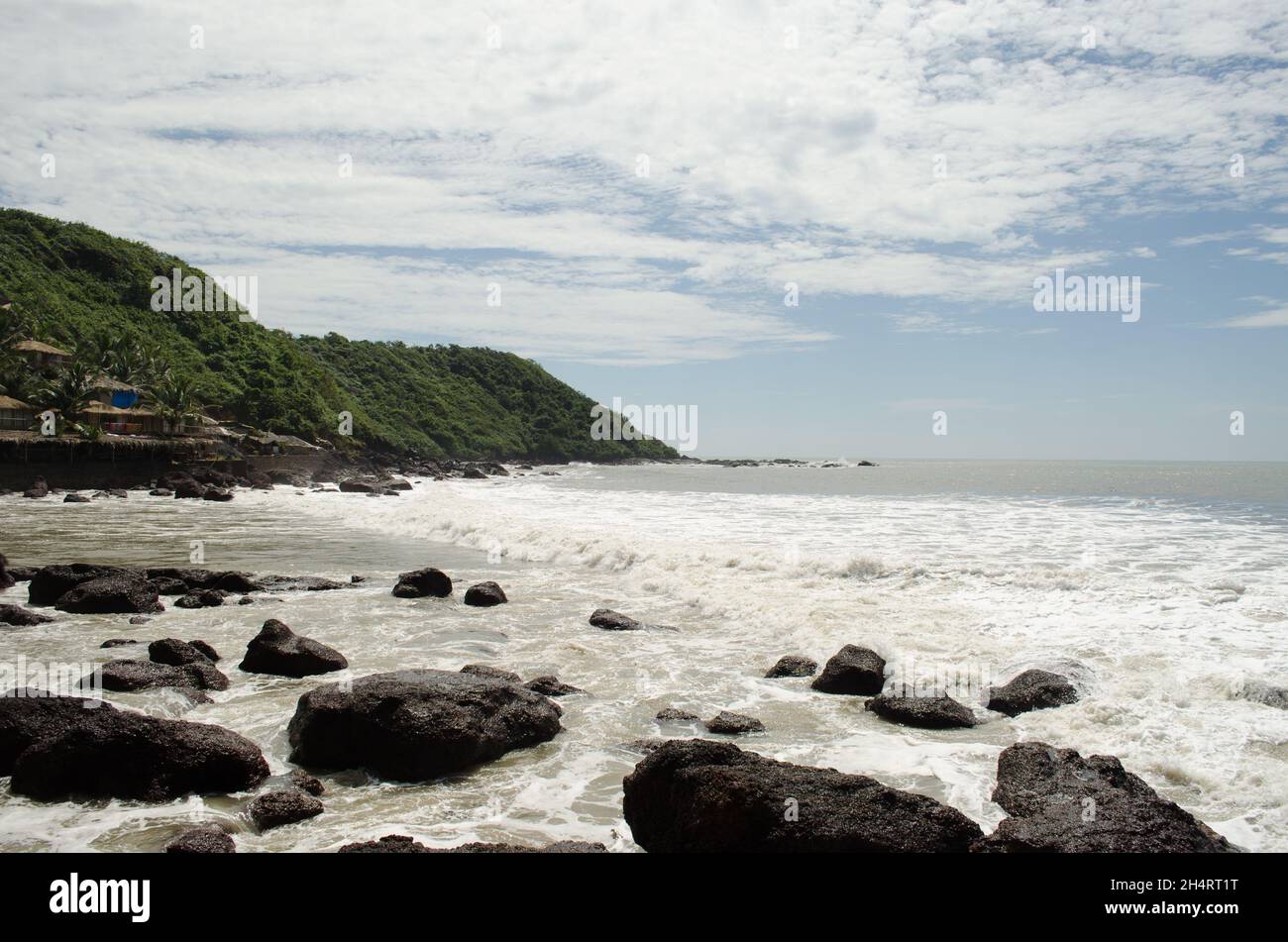 strong waves in Cola beach in goa Stock Photo - Alamy