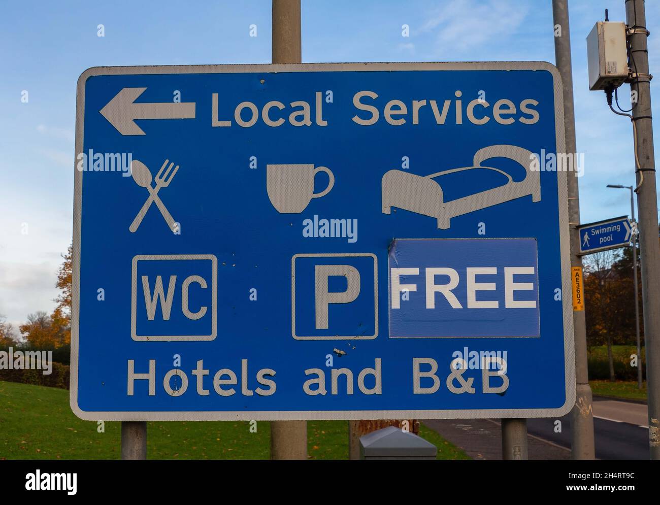 Local Services sign directing you to the nearest services near Jedburgh ...