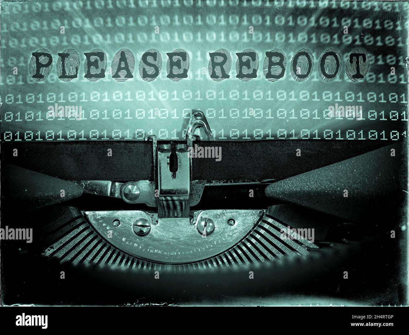 Please Reboot, Typewriter, Technology, Retrofuturism Stock Photo - Alamy