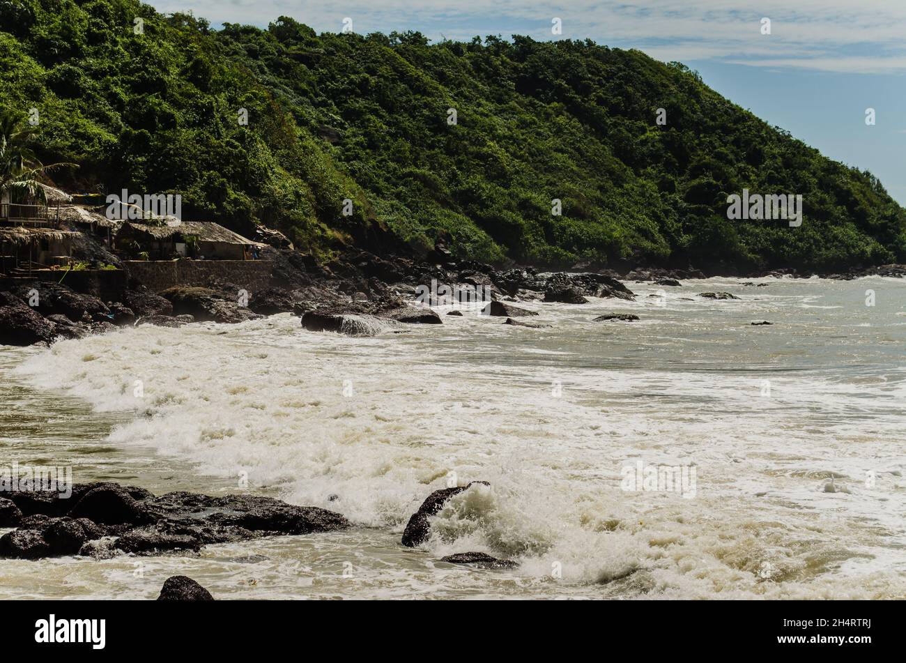 strong waves in Cola beach in goa Stock Photo - Alamy