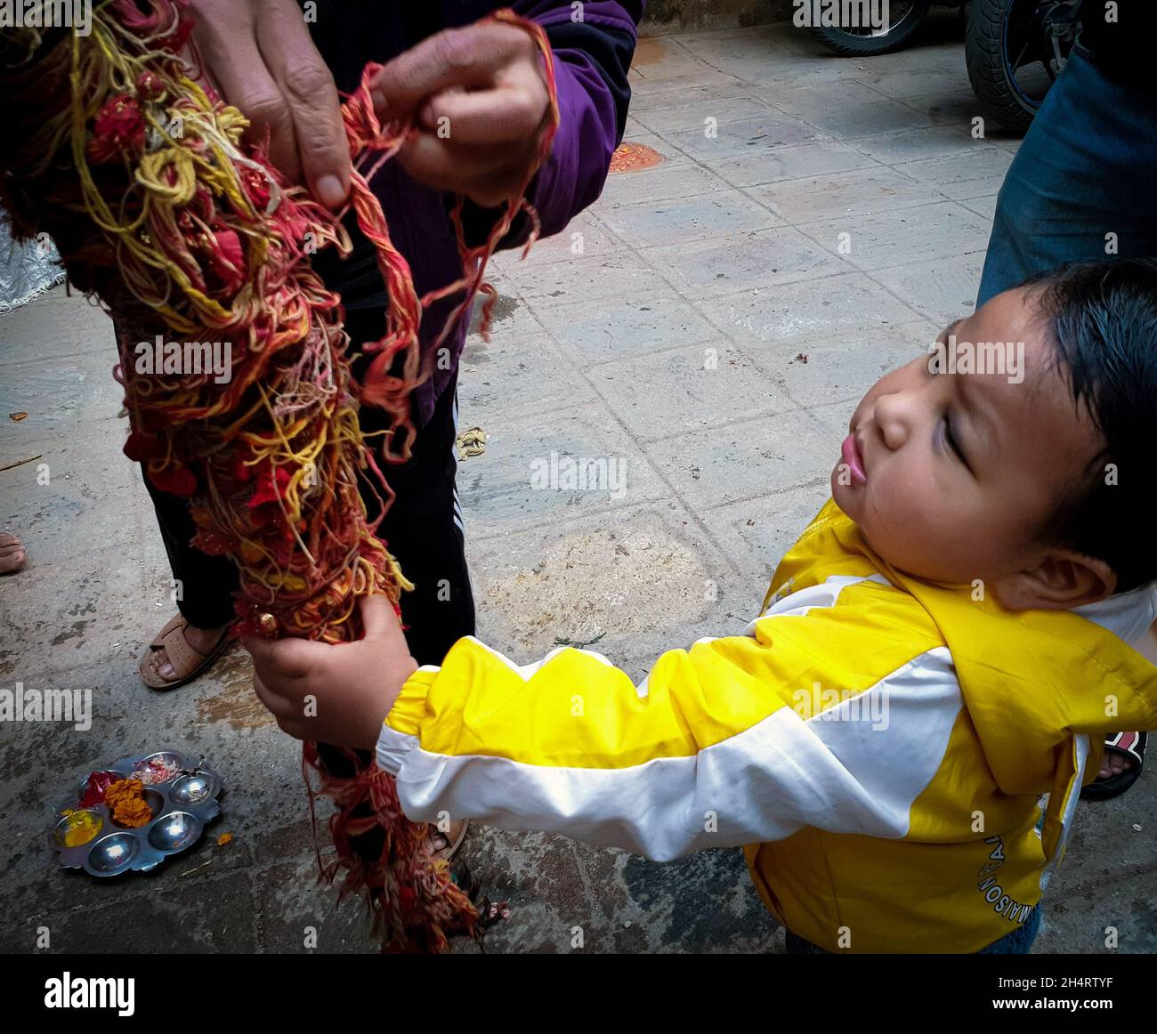 Boy sacred thread ceremony hi-res stock photography and images - Alamy