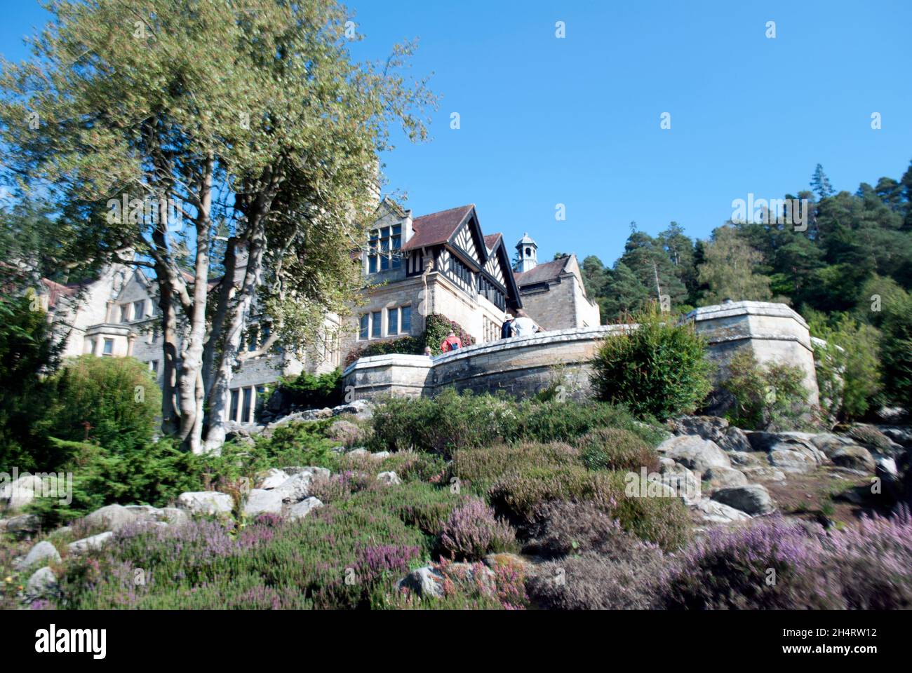 Looking up at Cragside House and Rockery, Rothbury, Northumberland ...