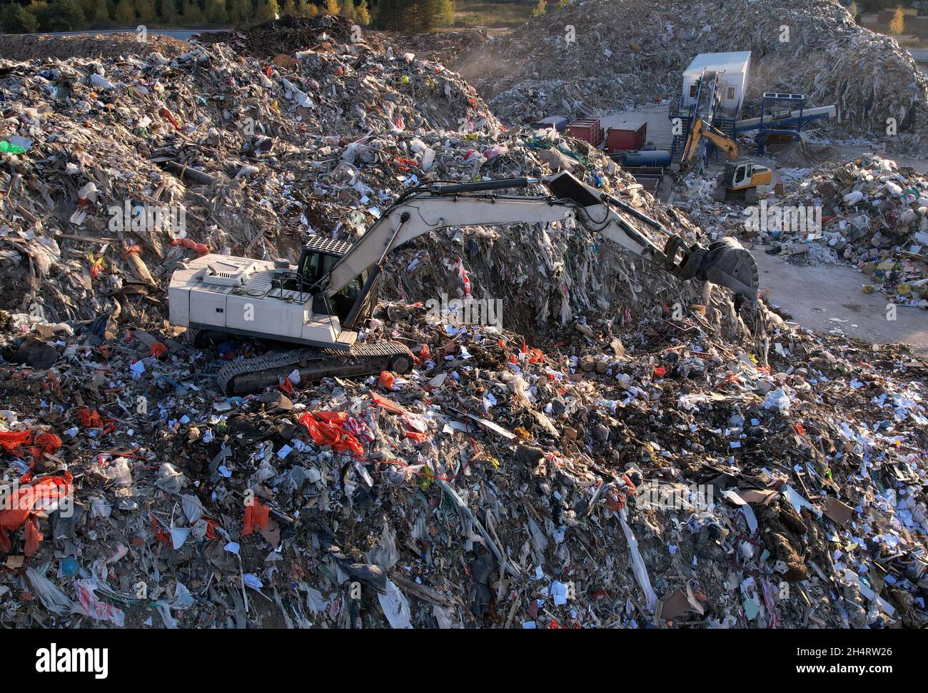 Landfill with Construction and Demolition waste (CDW). Trash disposal ...