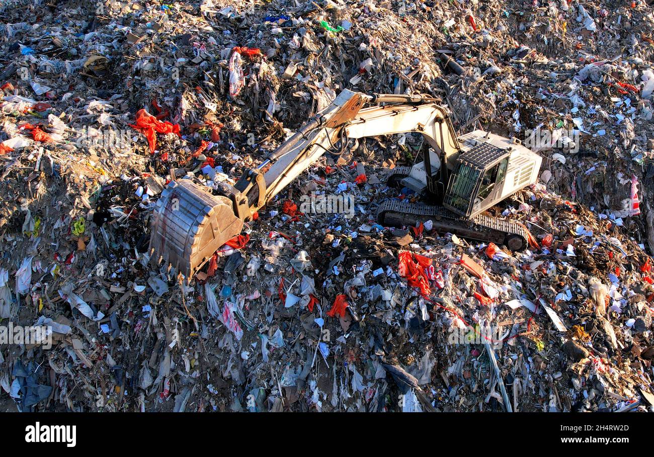 Landfill with Construction and Demolition waste (CDW). Trash disposal ...