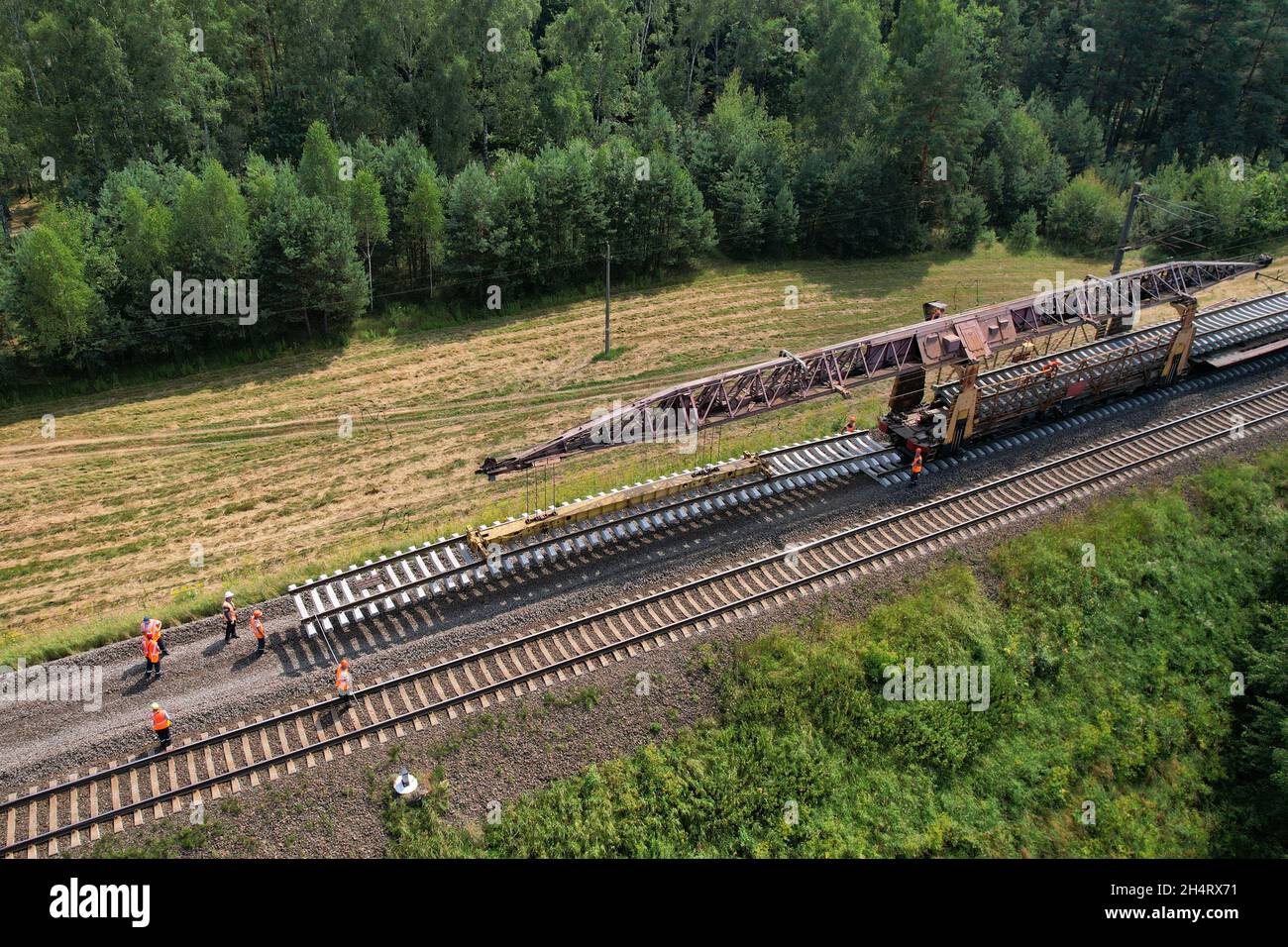Railroad Track Construction. Train Track Repair and Maintenance. Build ...