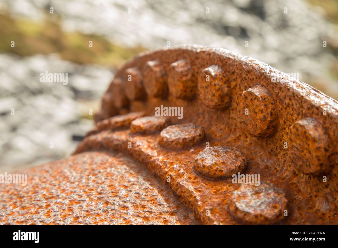Close up of rusty rivets on corroded metal machinery part Stock Photo ...