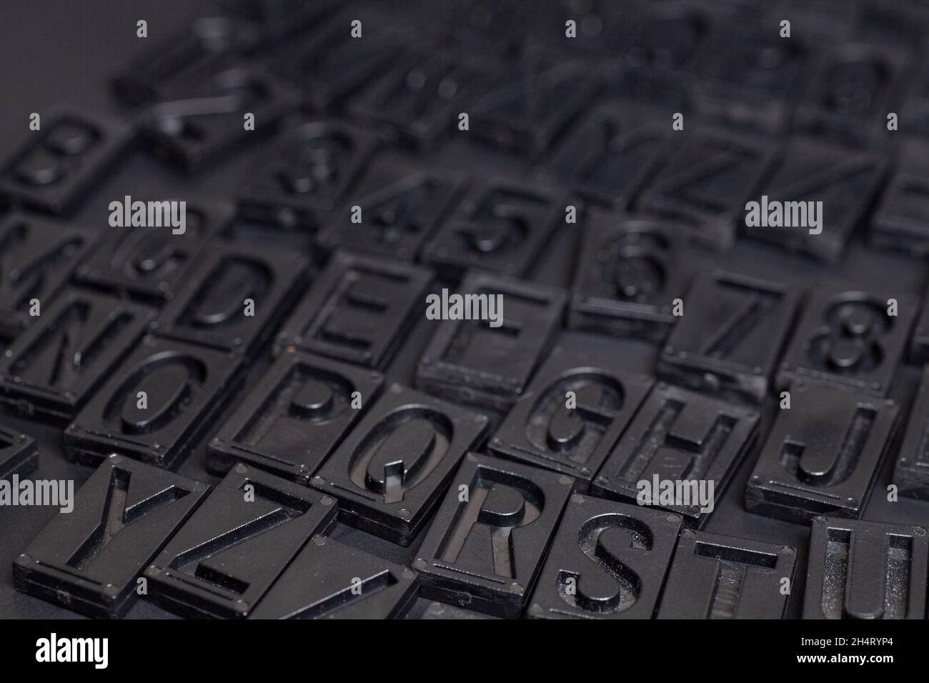 letterpress alphabet and numbers background Stock Photo - Alamy