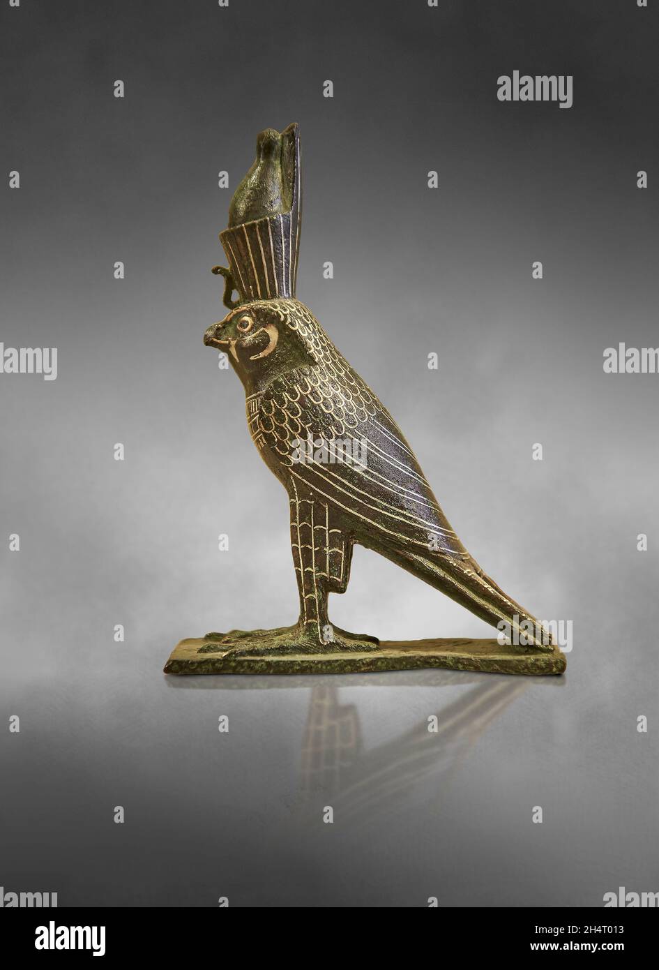Ancient Egyptian bronze statuette of Horus as a falcon, 664-332 BC ...
