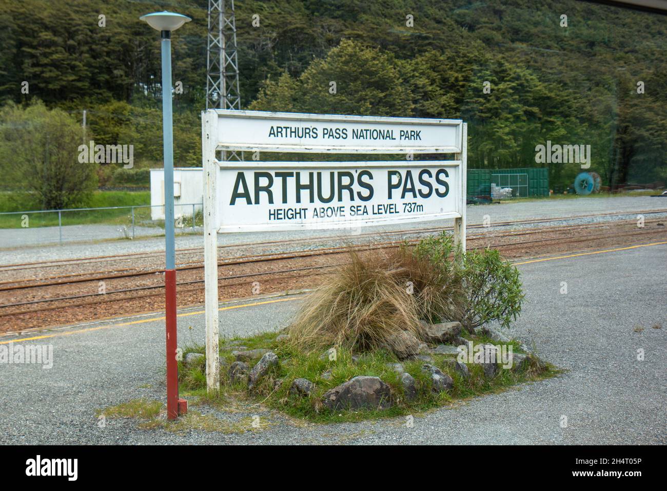 Arthurs Pass National Park Sign, South Island, New Zealand Stock Photo ...