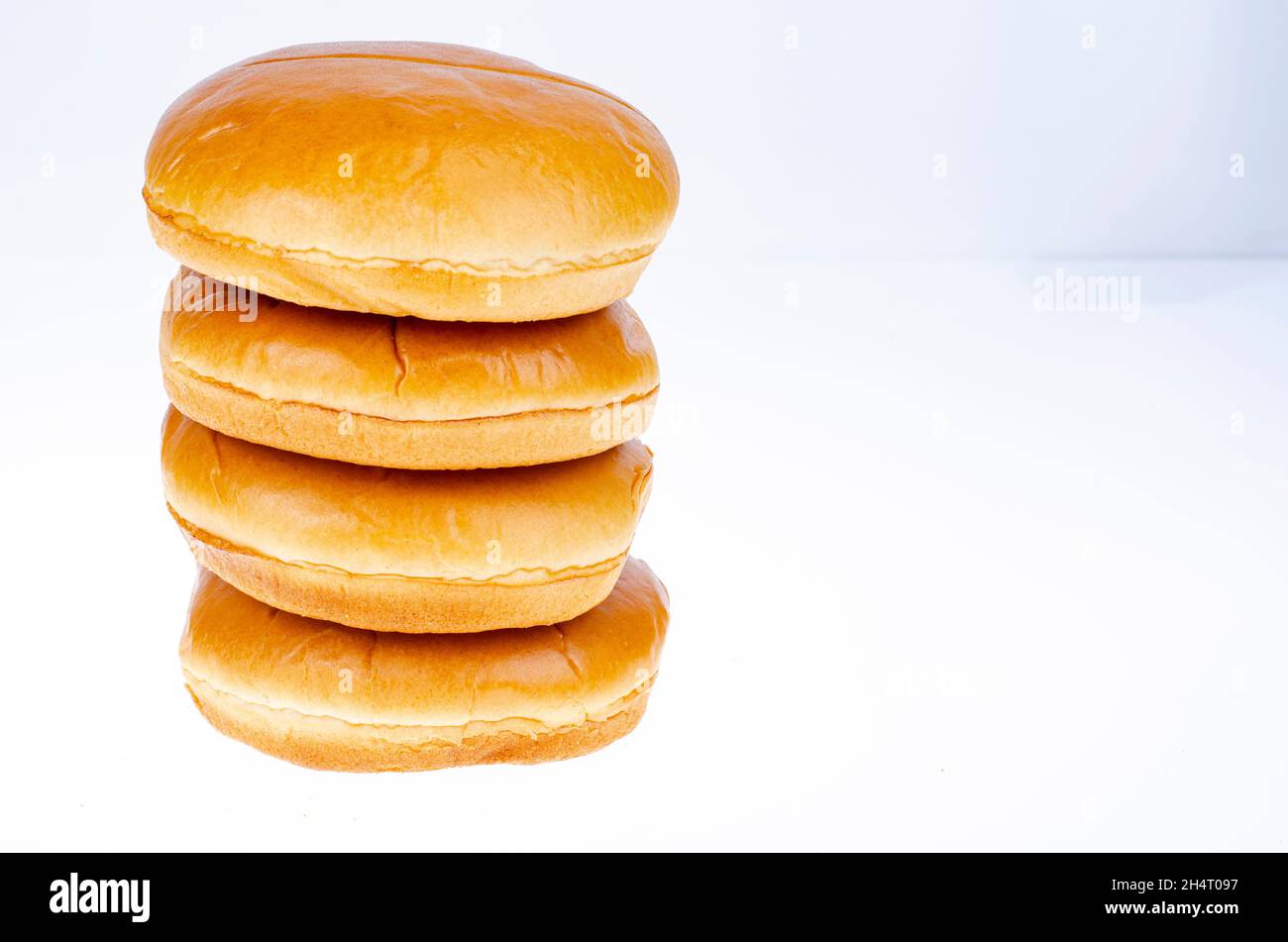 Round hamburger buns isolated on white background. Studio Photo Stock ...
