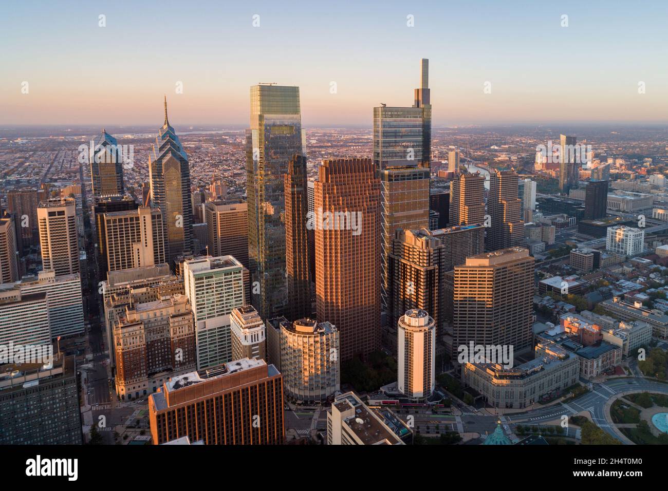 Top View of Downtown Skyline Philadelphia USA. Beautiful Sunset Skyline ...