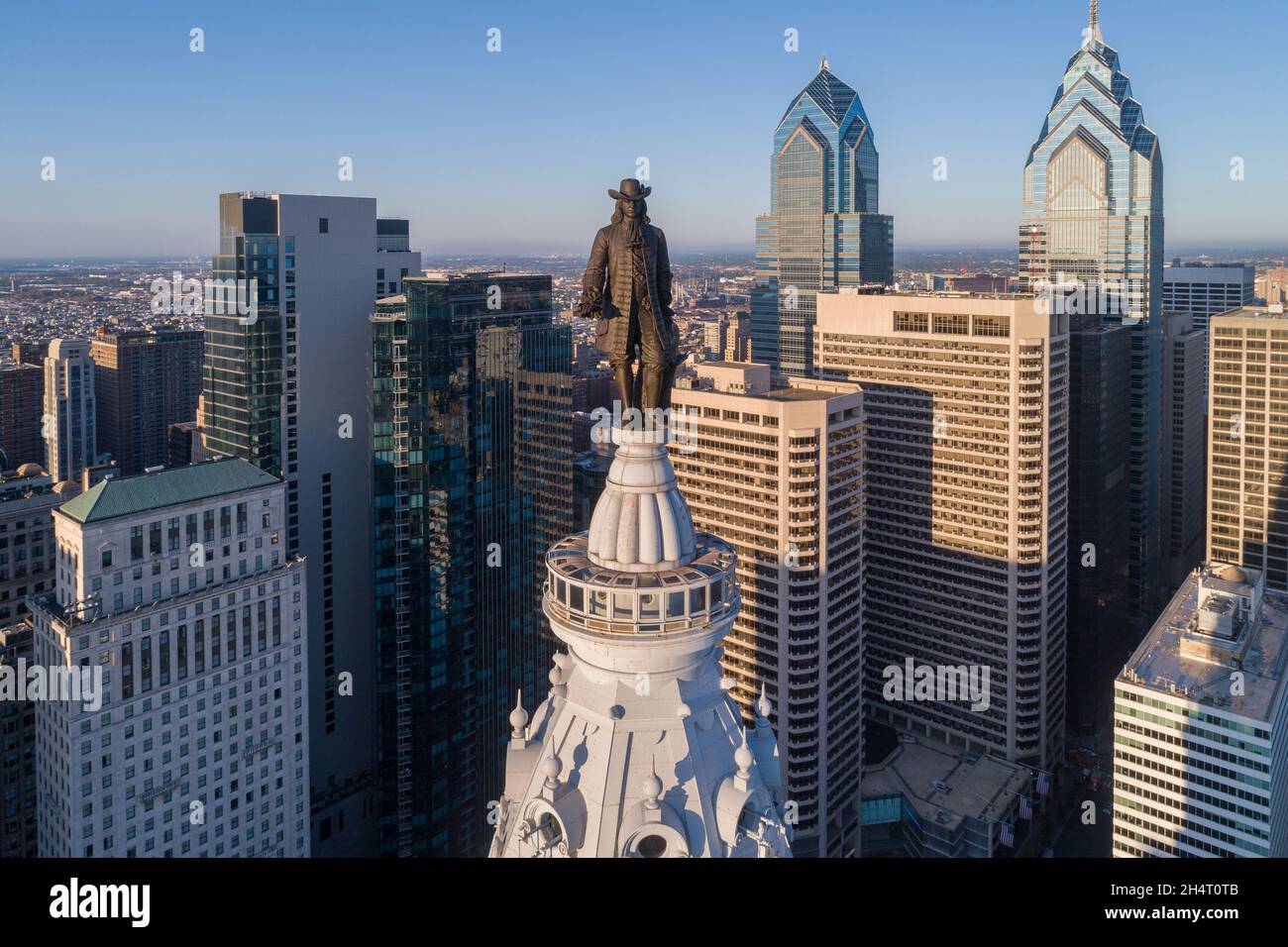 Statue of William Penn. Philadelphia City Hall. William Penn is a ...