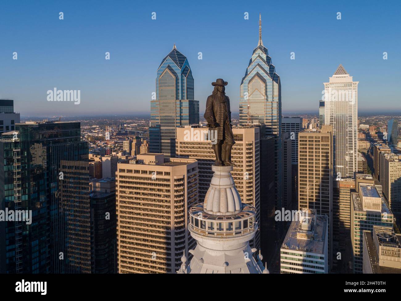 Statue of William Penn. Philadelphia City Hall. William Penn is a ...