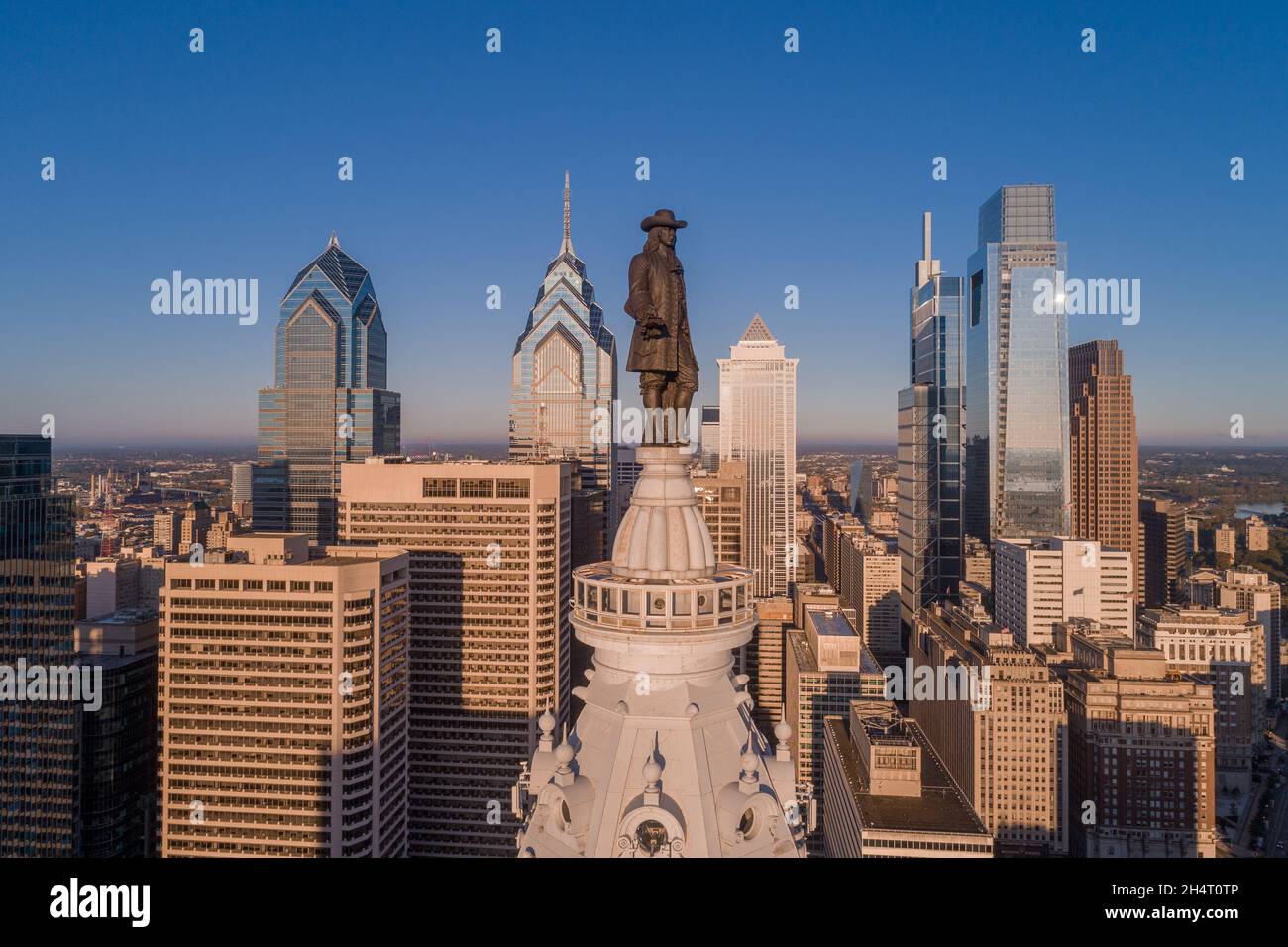 Statue of William Penn. Philadelphia City Hall. William Penn is a ...