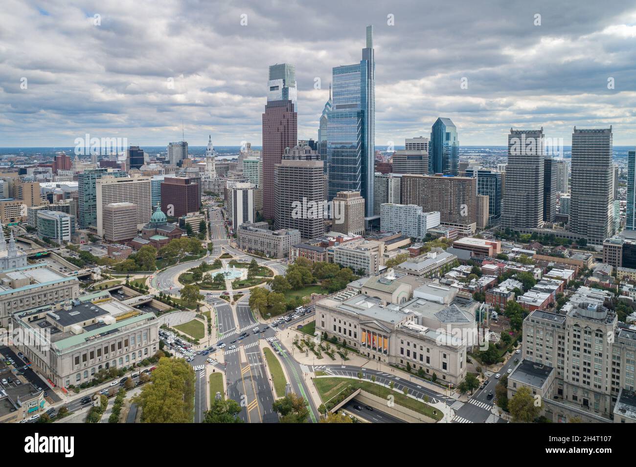 Top View of Downtown Skyline Philadelphia USA and City Hall. Skyline of ...