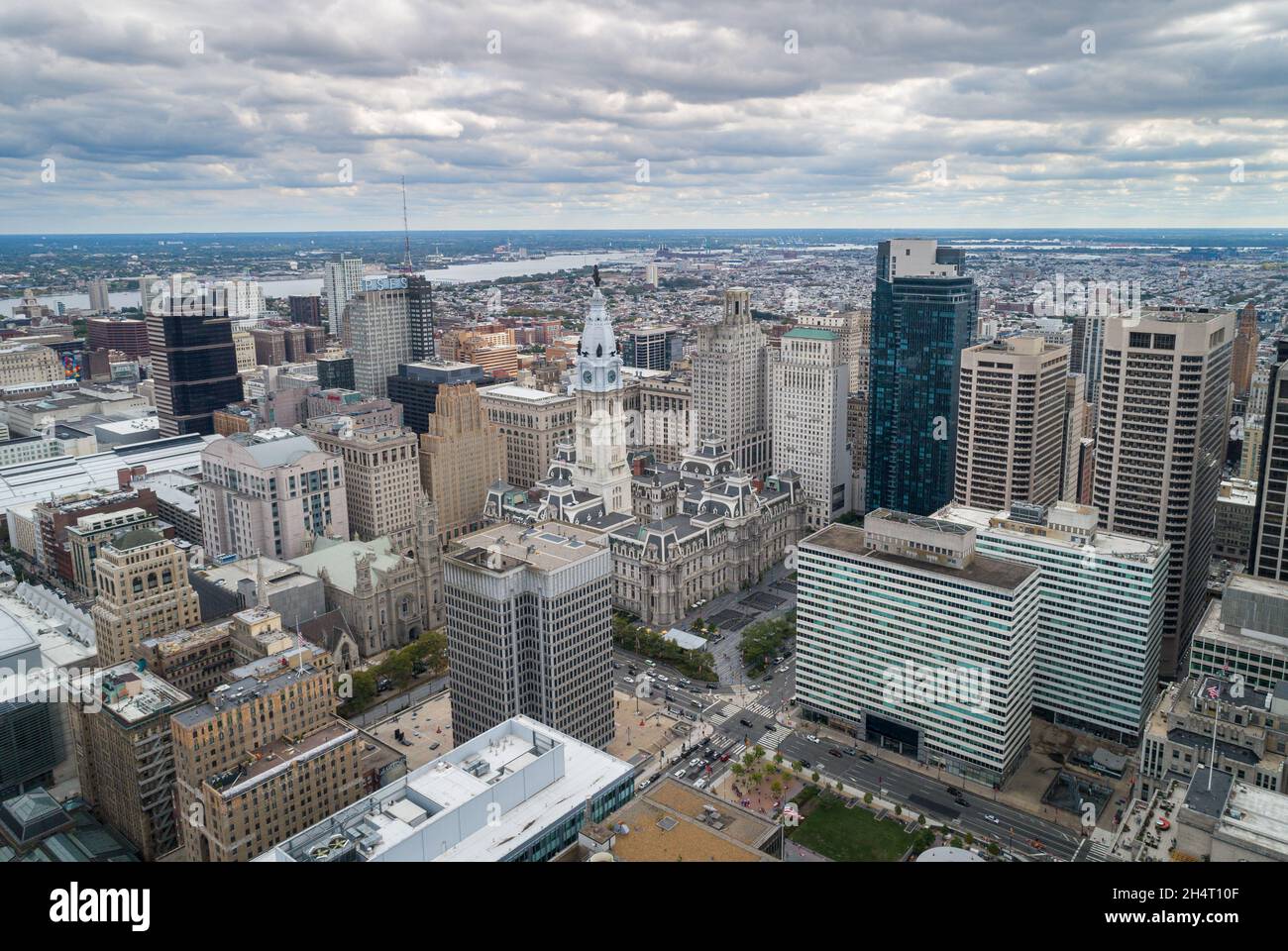 Top View of Downtown Skyline Philadelphia USA and City Hall. Skyline of ...
