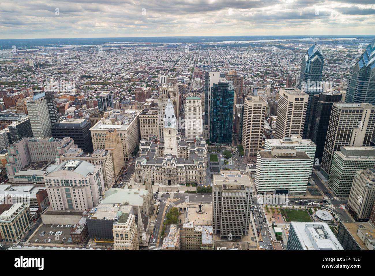 Top View of Downtown Skyline Philadelphia USA and City Hall. Skyline of ...