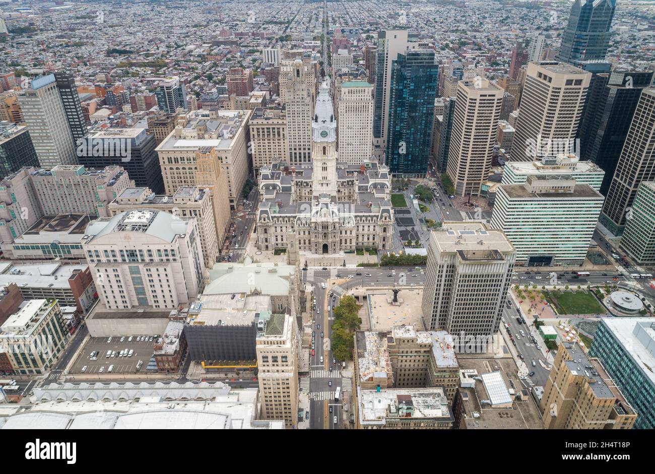 Top View of Downtown Skyline Philadelphia USA and City Hall. Skyline of ...