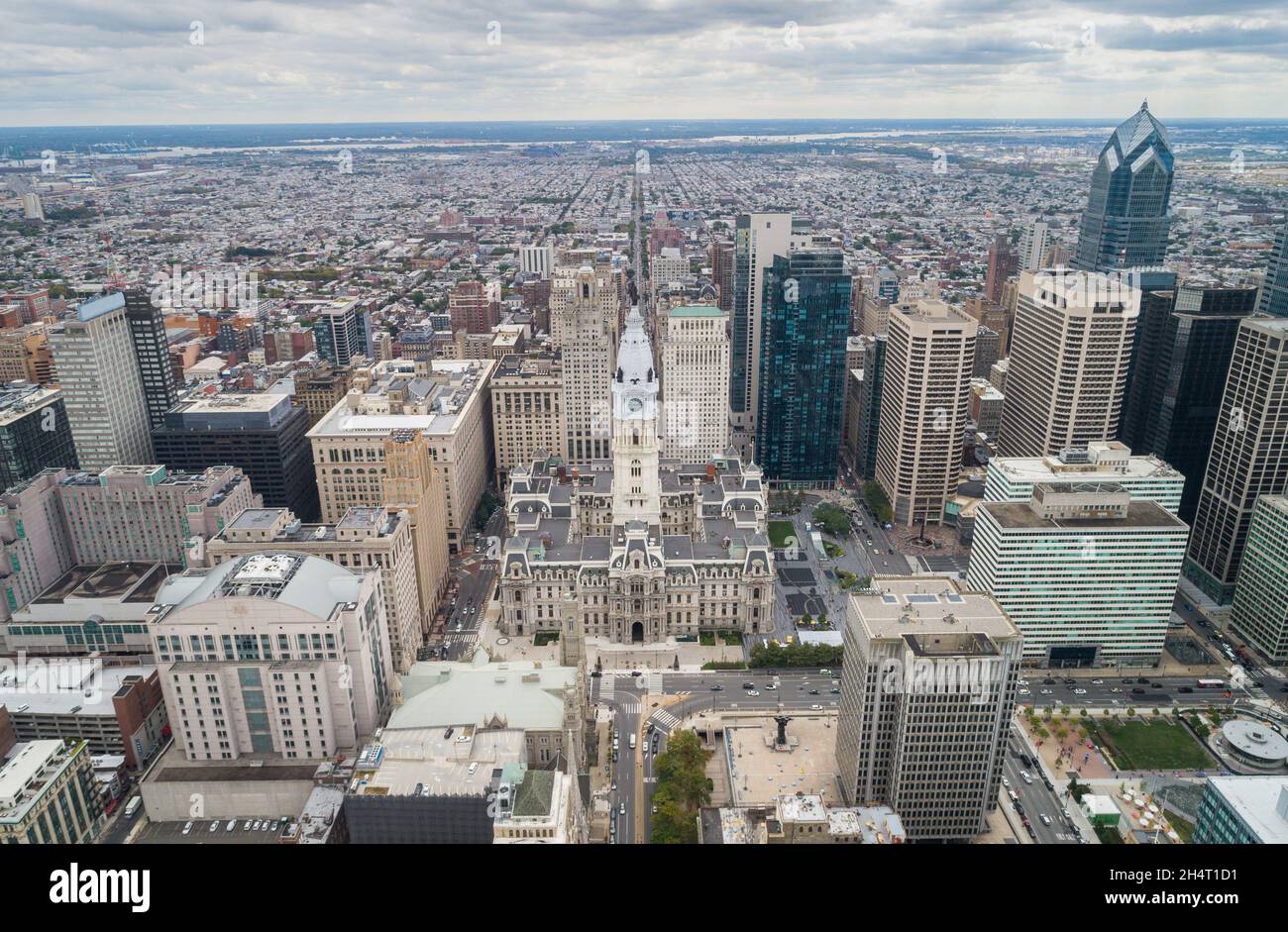 Top View of Downtown Skyline Philadelphia USA and City Hall. Skyline of ...