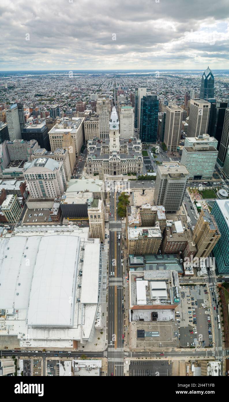 Top View of Downtown Skyline Philadelphia USA and City Hall. Skyline of ...