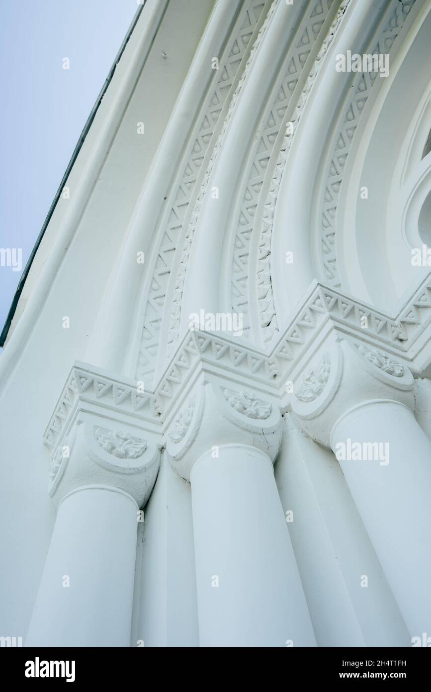 stucco and columns in the arch of the church Stock Photo - Alamy