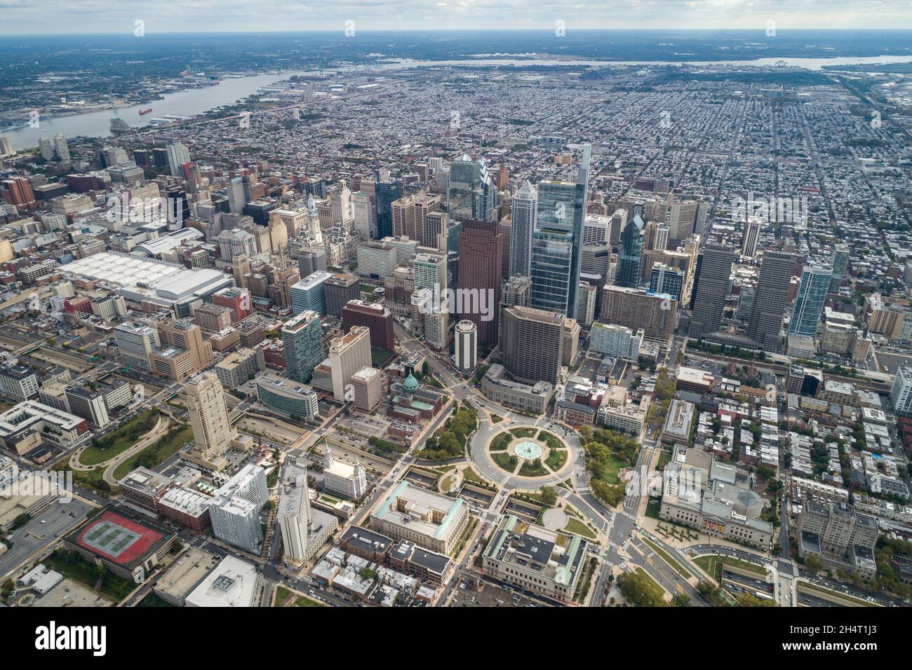 Top View of Downtown Skyline Philadelphia USA and City Hall. Skyline of ...