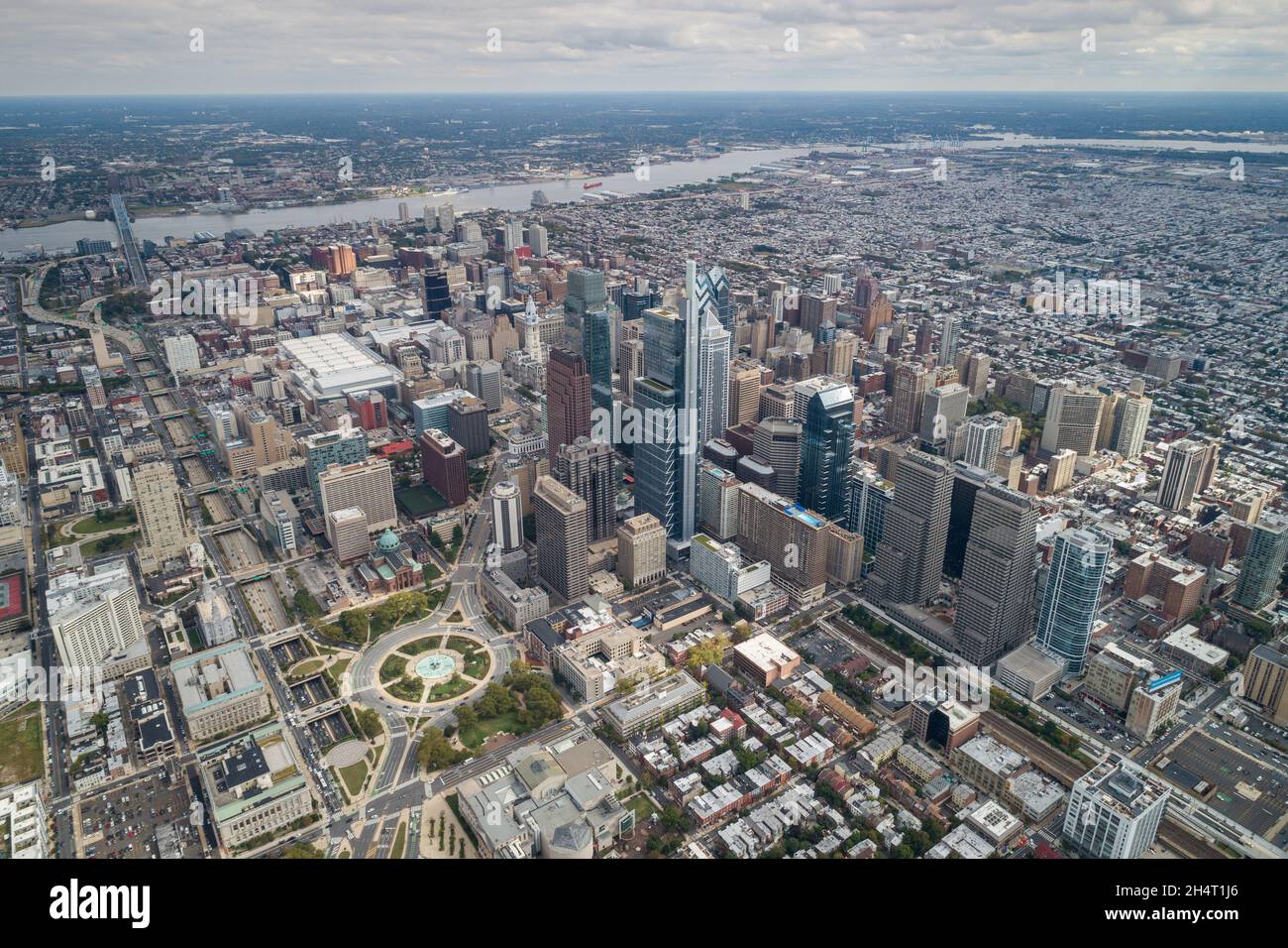 Top View of Downtown Skyline Philadelphia USA and City Hall. Skyline of ...