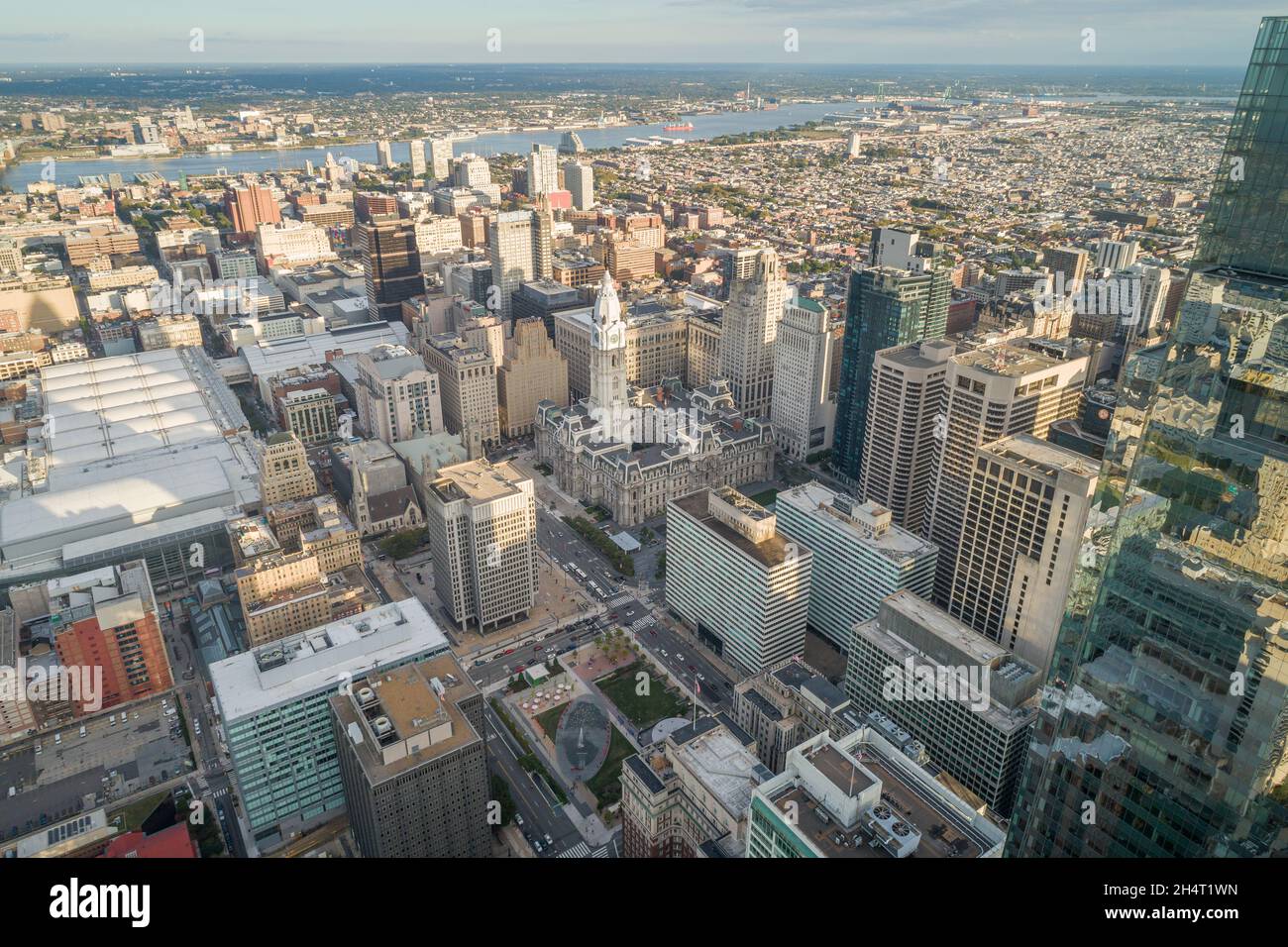 Top View of Downtown Skyline Philadelphia USA and City Hall. Skyline of ...
