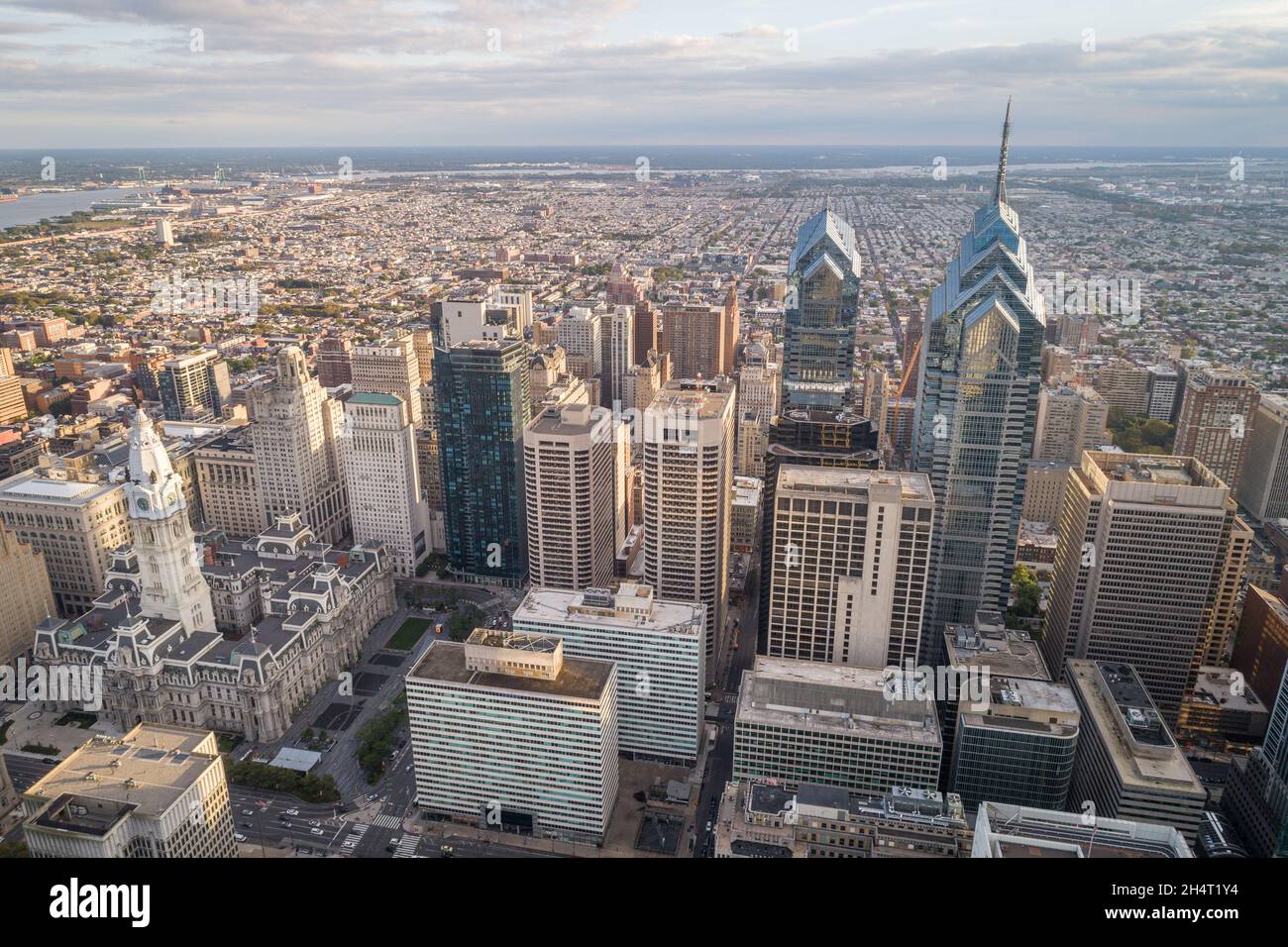 Top View of Downtown Skyline Philadelphia USA and City Hall. Skyline of ...
