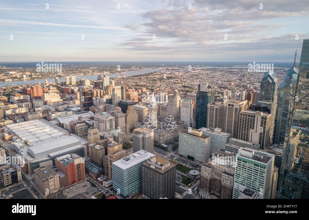 Top View of Downtown Skyline Philadelphia USA and City Hall. Skyline of ...