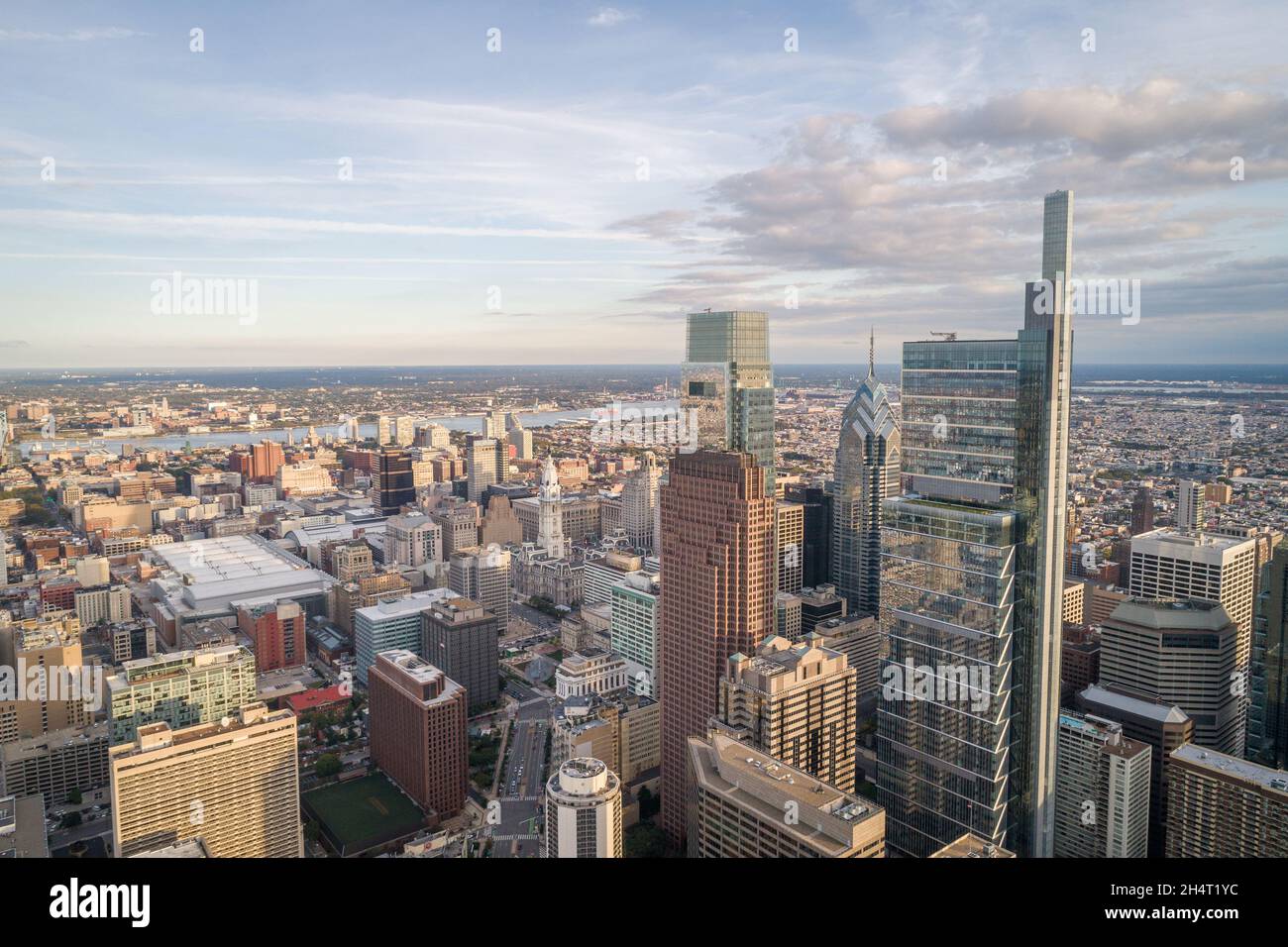 Top View of Downtown Skyline Philadelphia USA and City Hall. Skyline of ...