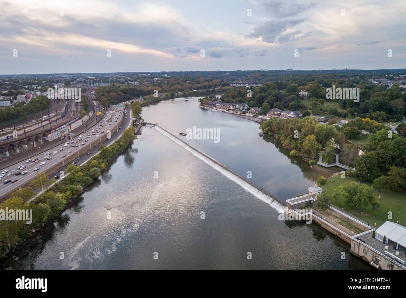 Schuylkill River in Philadelphia, Pennsylvania. Highway in Background ...