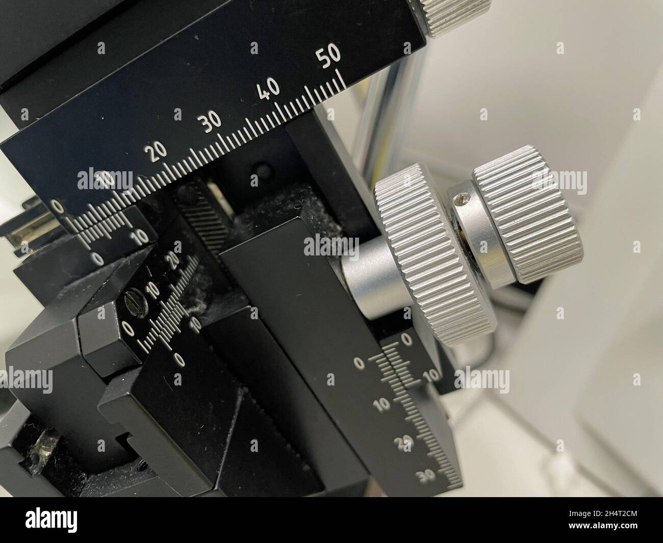 Closeup shot of a Rotary control and incremental scale on a scientific ...