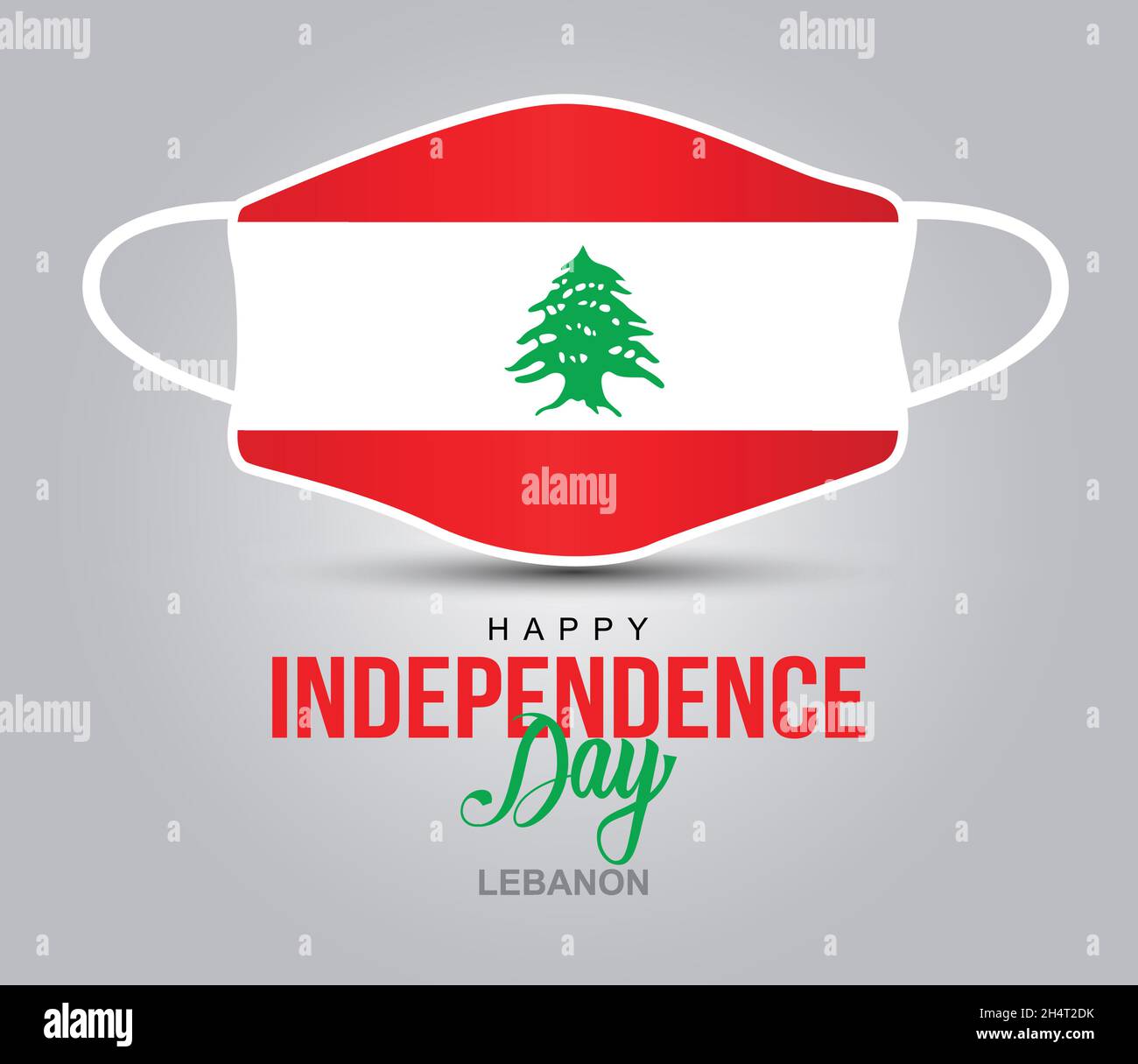 happy independence day Lebanon. Lebanon flag with medical mask, use for ...