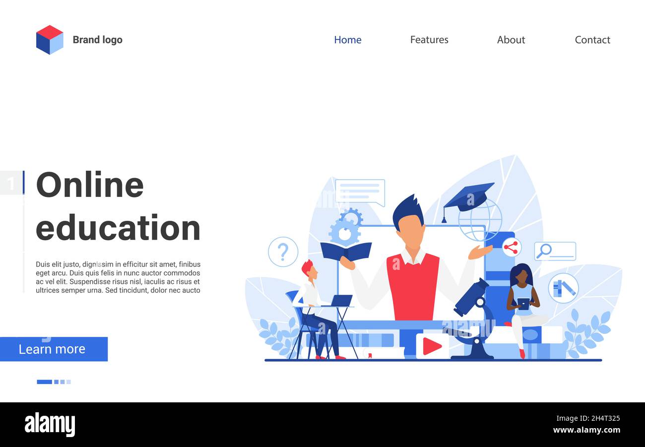 Online education digital technology vector illustration. Cartoon modern ...