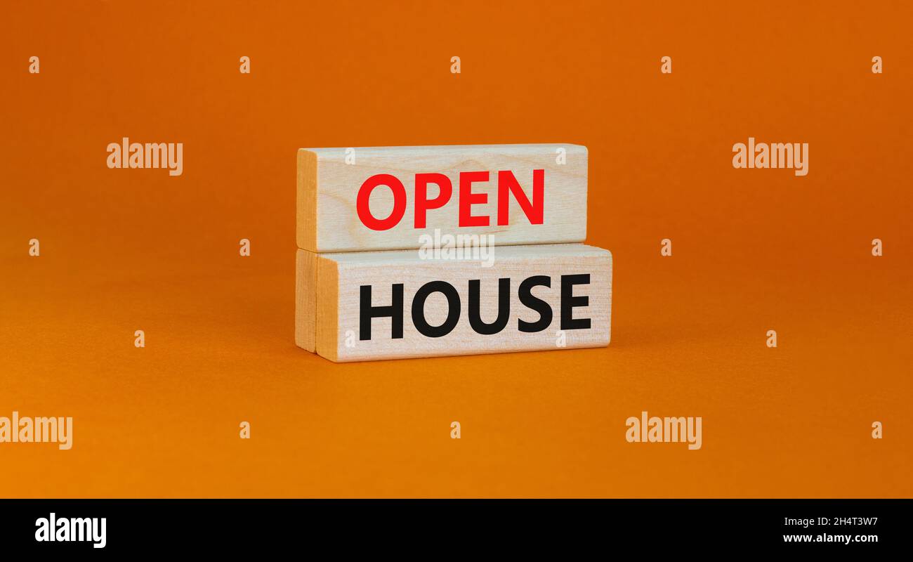 Time to open house symbol. Concept words Open house on wooden blocks on ...