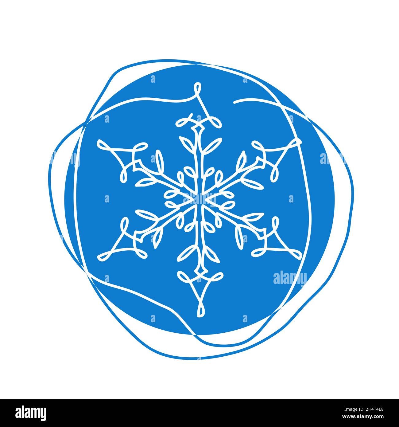 Snowflake icon, sign, symbol, shape. One continuous line art drawing of ...