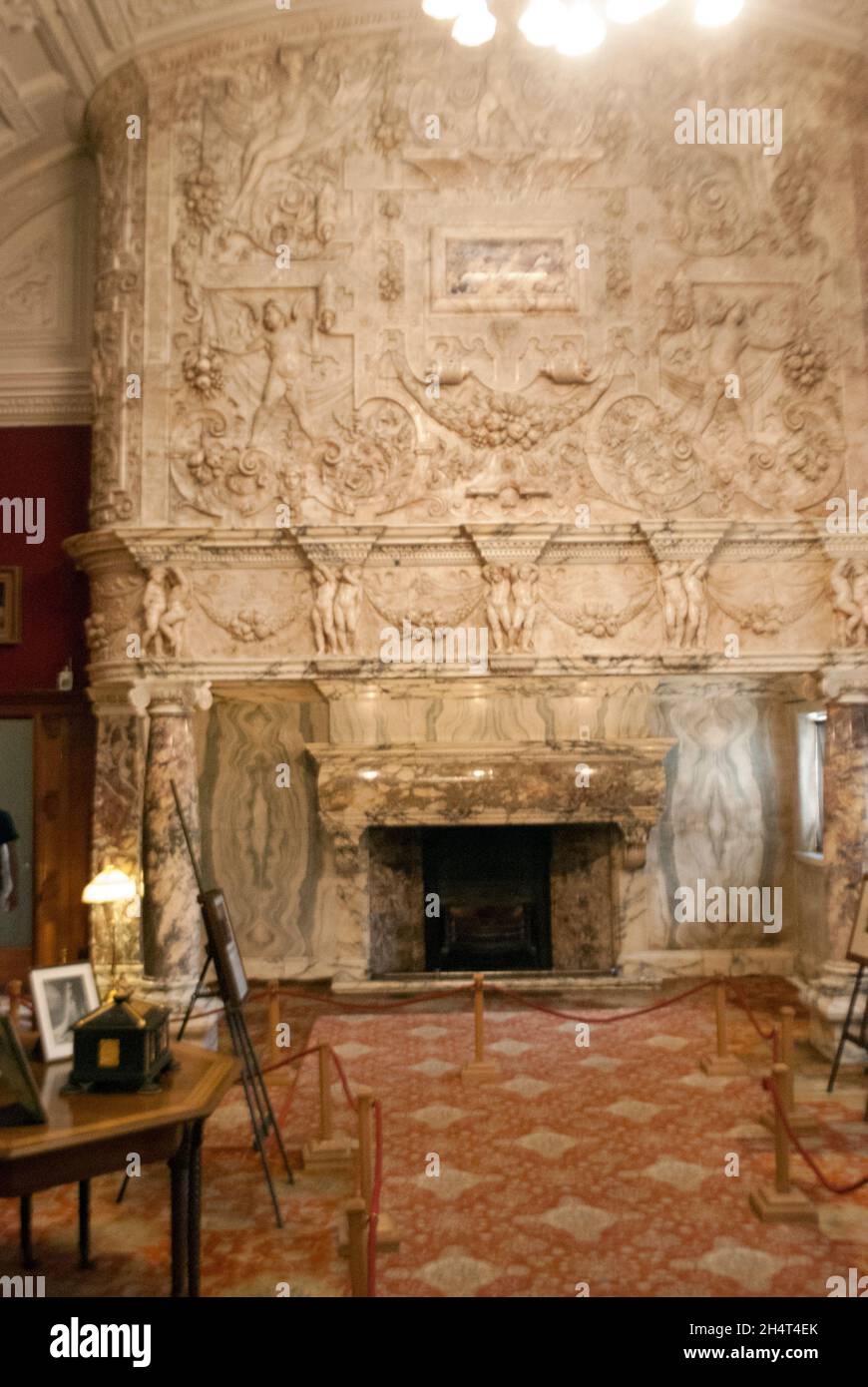 Marble inglenook fireplace by W. R. Lethaby in Cragside, Rothbury ...