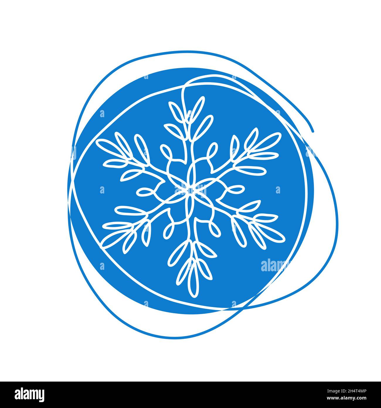 Snowflake icon, sign, symbol, shape. One continuous line art drawing of ...