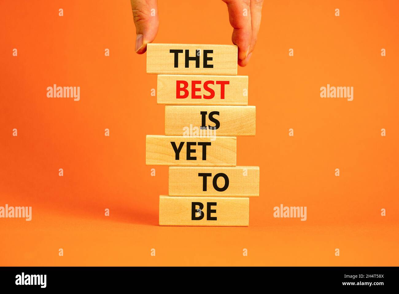 The best is yet to be symbol. Wooden blocks with concept words The best ...