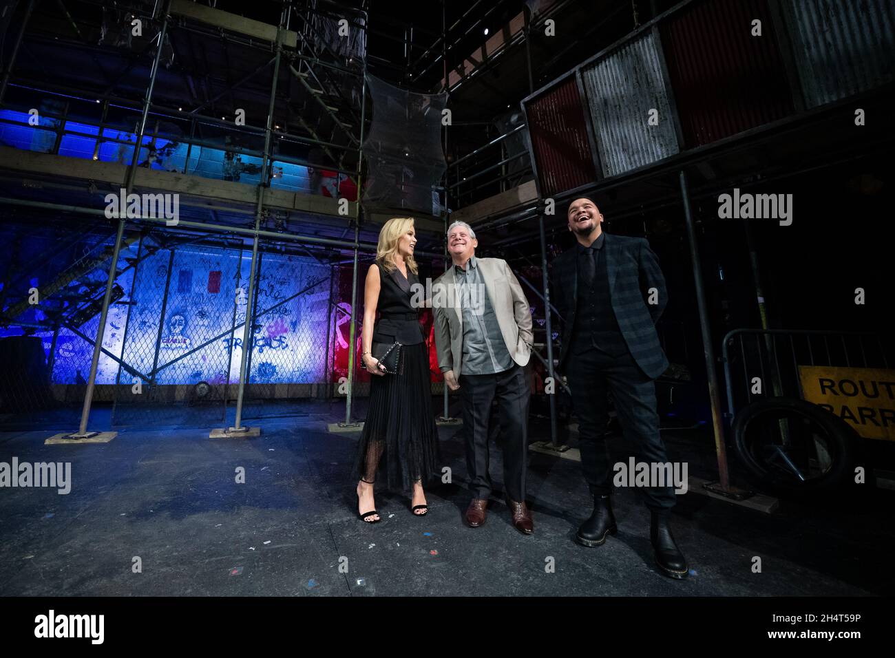 Sir Cameron Mackintosh, Cleve September and Amanda Holden on stage in ...